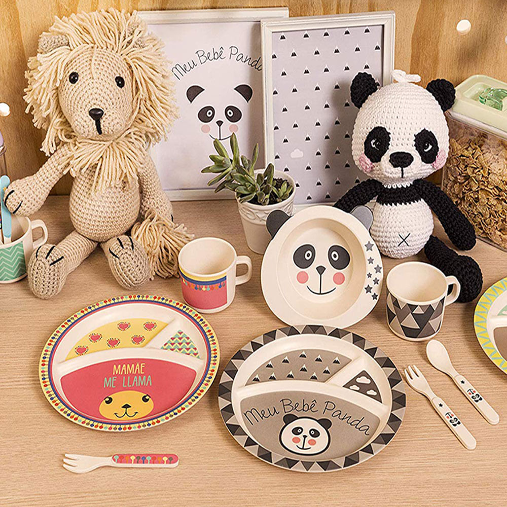 Set de platos y accesorios baby panda