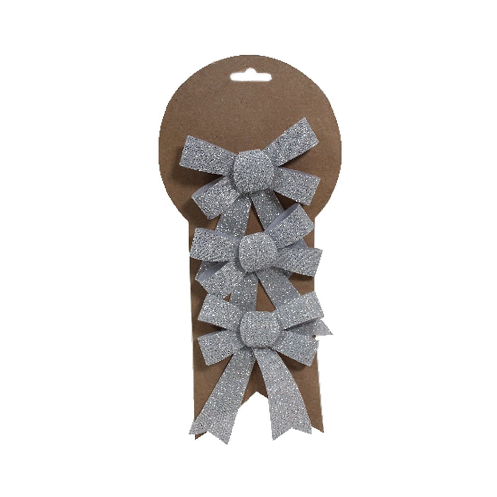 Set de 3 lazos 10x11cm Plata