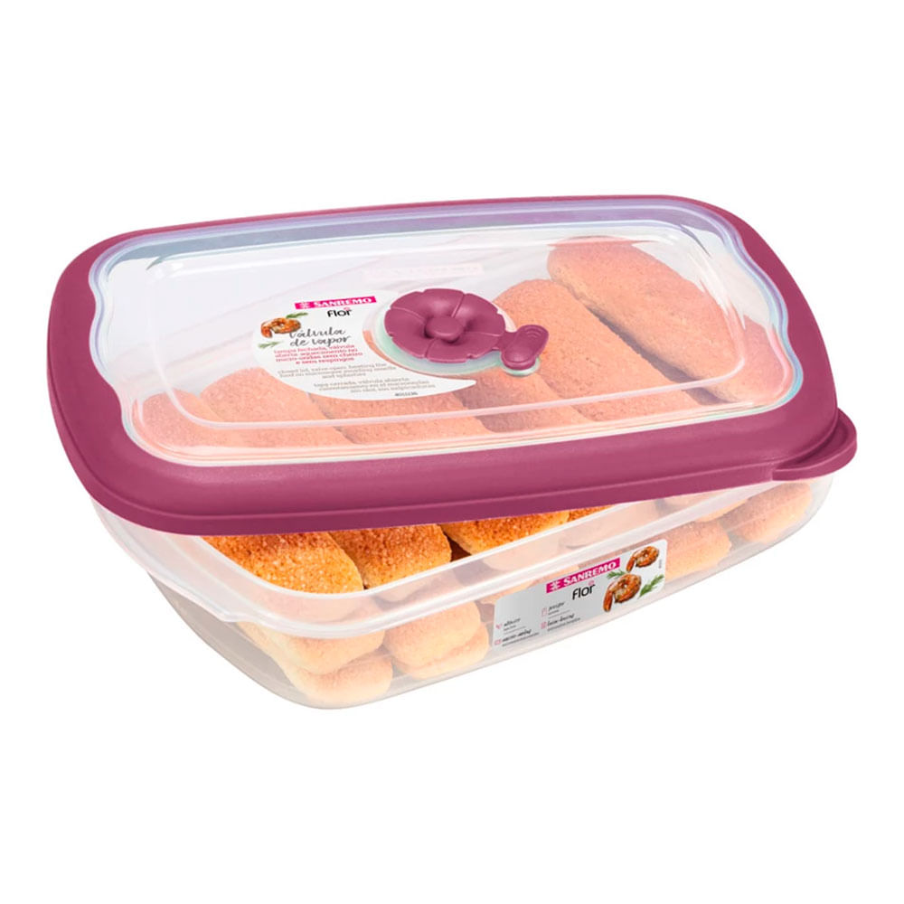 Recipiente Hermético Rectangular de Plástico 1Litro
