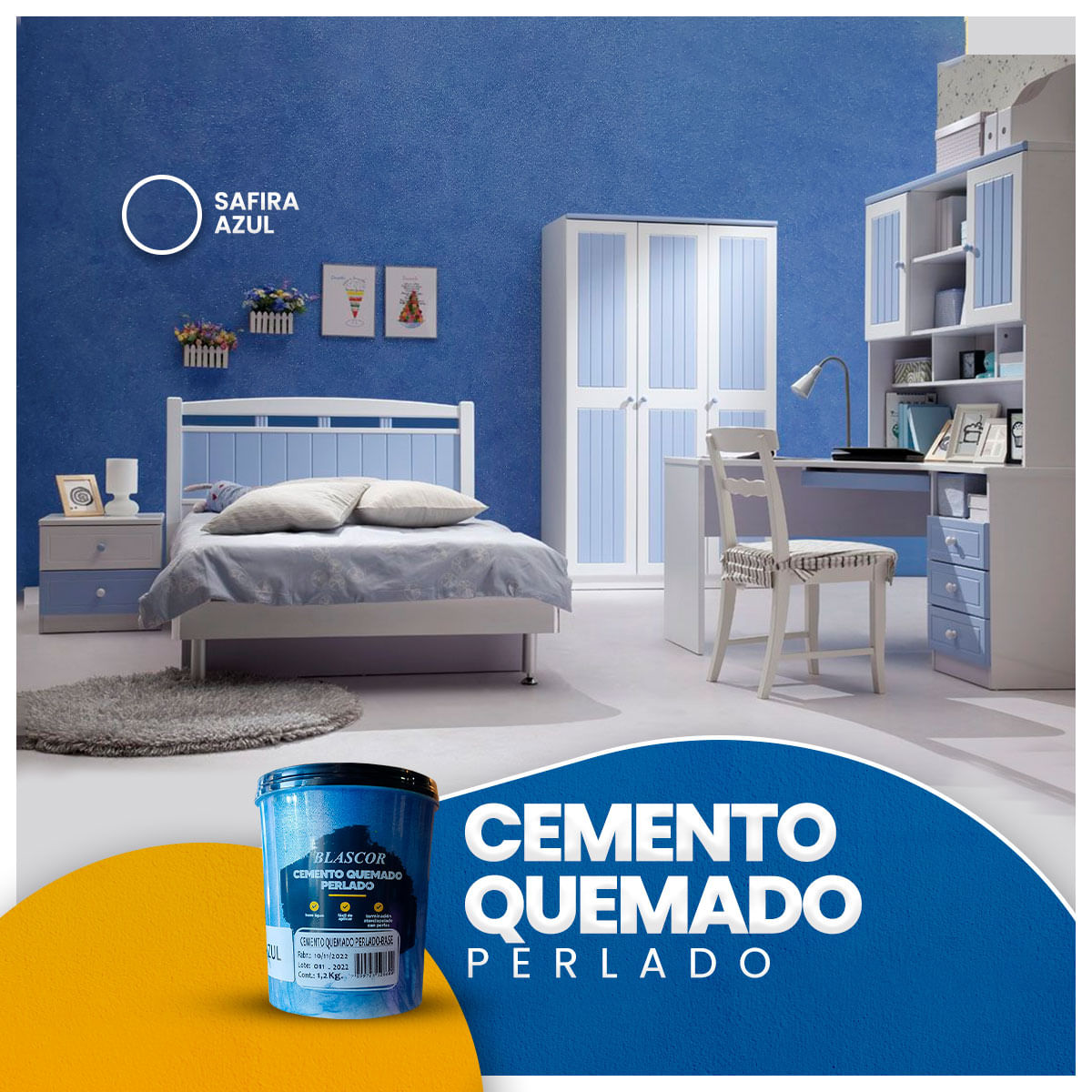 Cemento Quemado Perlado 1,2kg Color Safira Azul