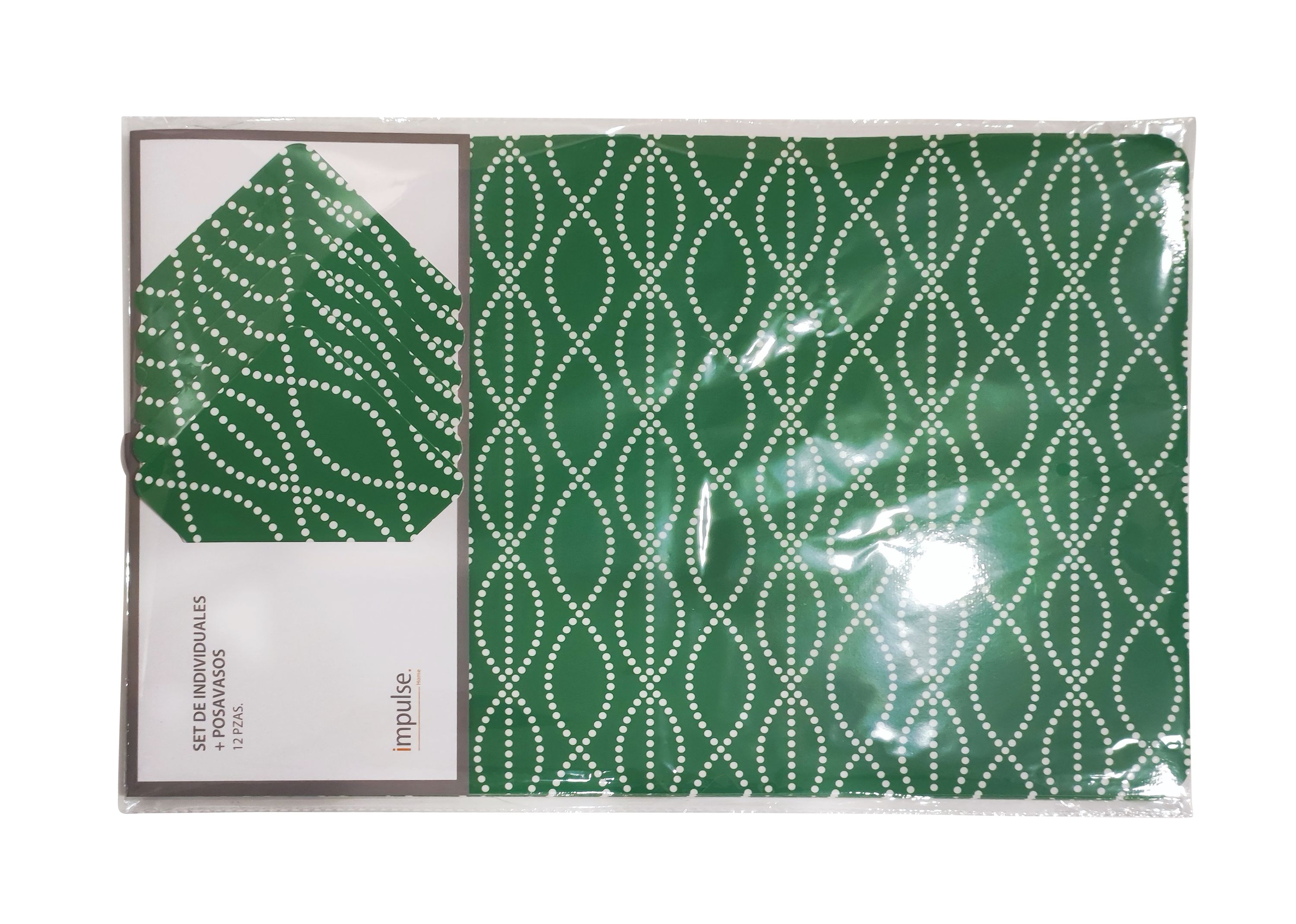 Set de Individuales + posavasos 12pzas verde