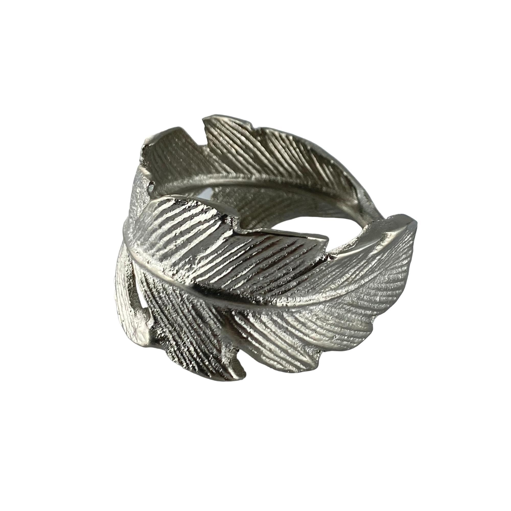 Anillo para servilleta hoja plateada