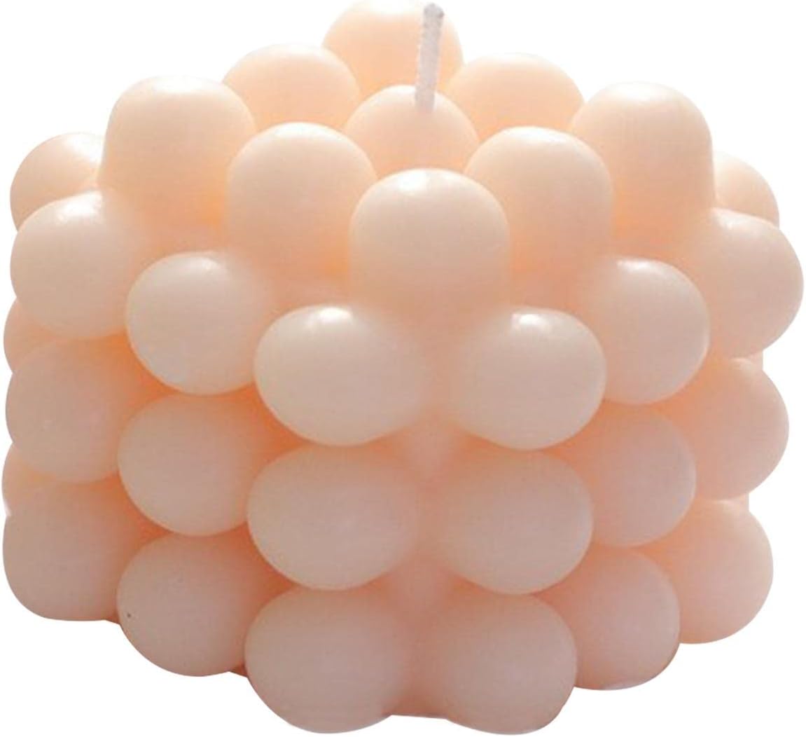 Vela Burbuja Cubo Beige 6.5X8Cm