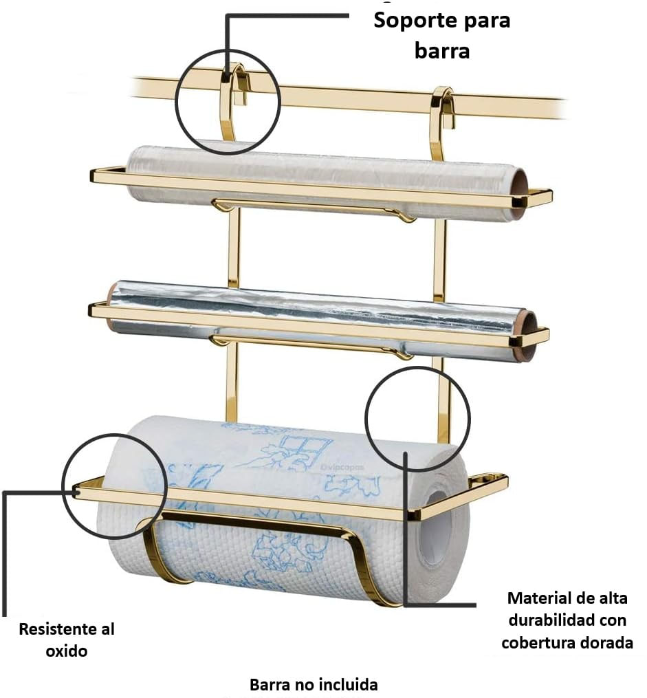 Soporte para rollo triple - dorado
