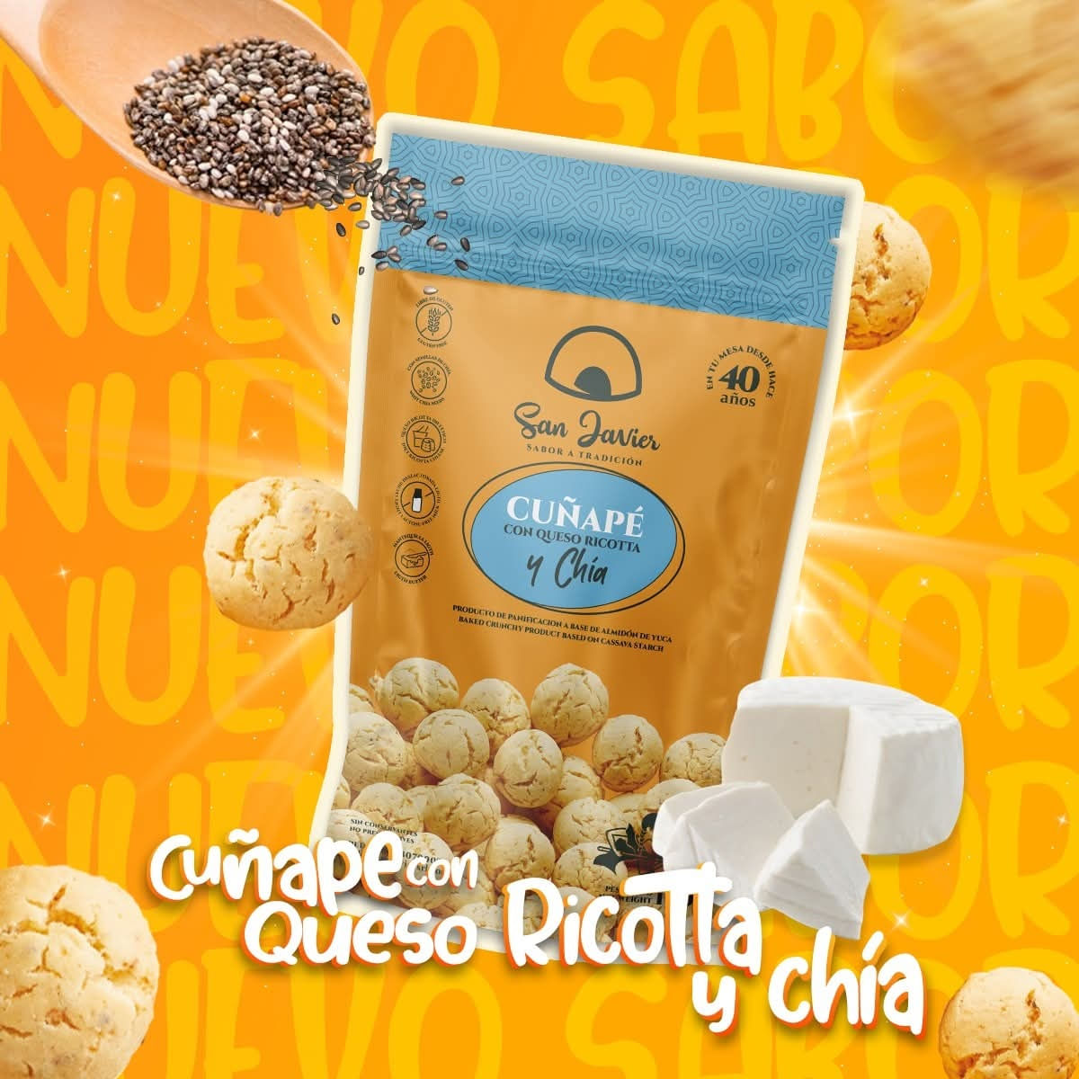Cunape abiscochado san javier con chia y queso ricotta de 100 gr