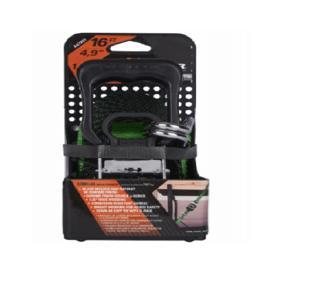AMARRE CON TRINQUETE. VERDE 1 1/4 PULG x 16 PIES