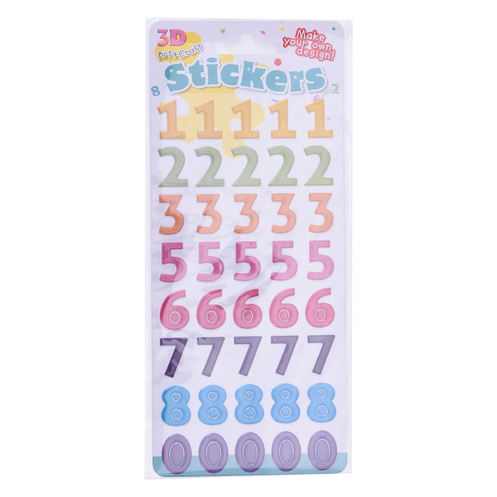 Blister De Stickers Numeros 3D