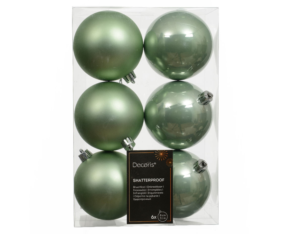 Set de 6 esferas verde agua d.8cm